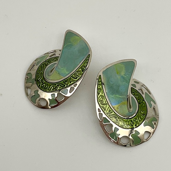 Edgar Berebi | Jewelry | Vintage Edgar Berebi Green Silver Scrollwork ...